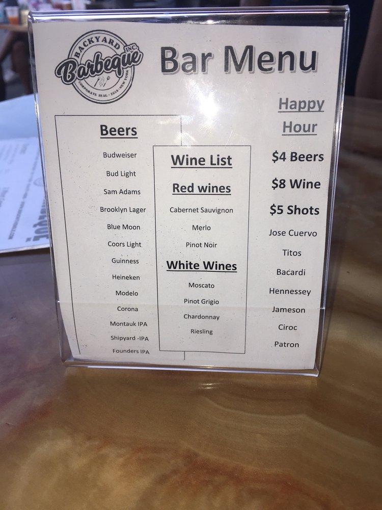Menu at Backyard Barbeque, Freeport