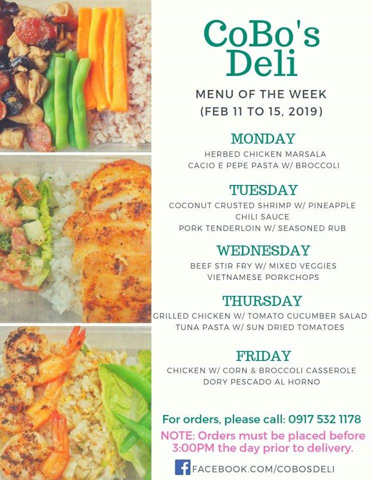 Menu at CoBo’s Deli, Bacolod