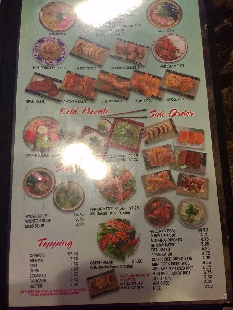 Menu at Daiichi Ramen Pearl City restaurant, Pearl City