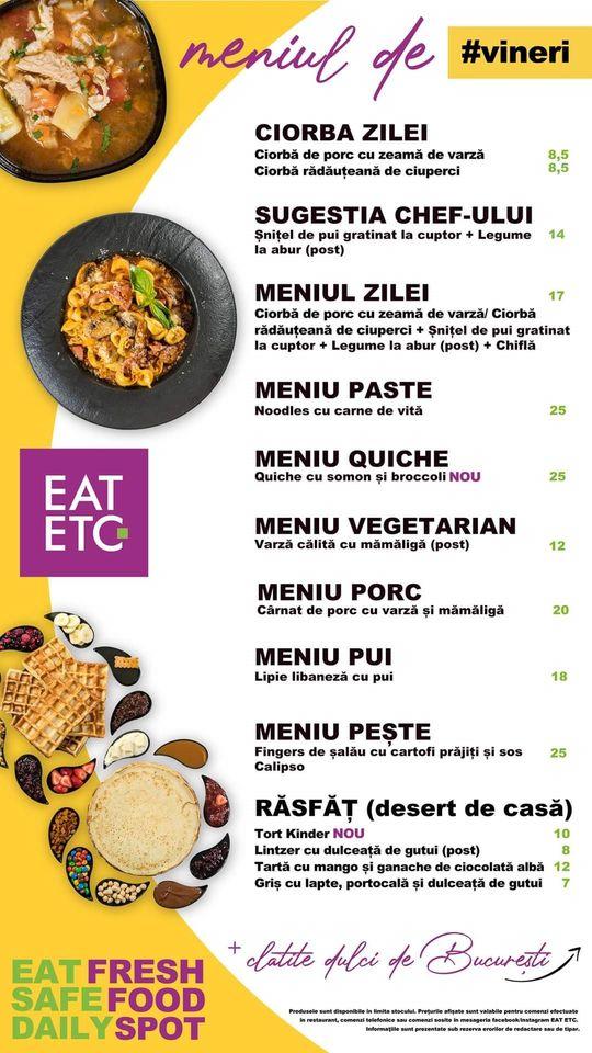 Menu at EAT ETC, Bucharest