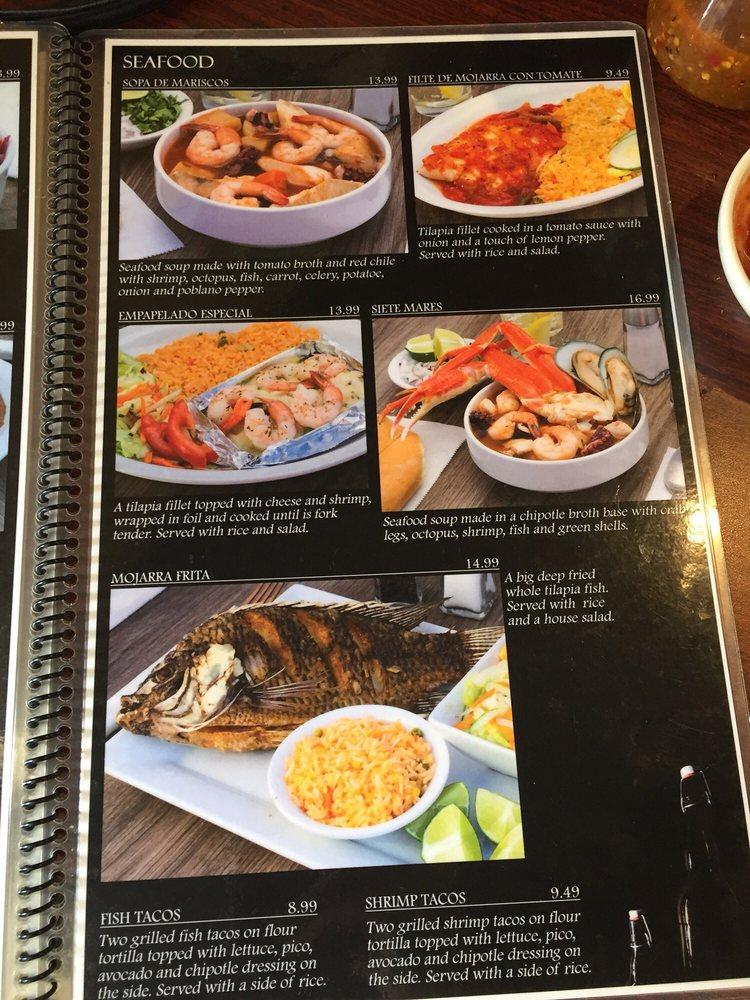 Menu at El Alamo Mexican Grill restaurant, Little Rock