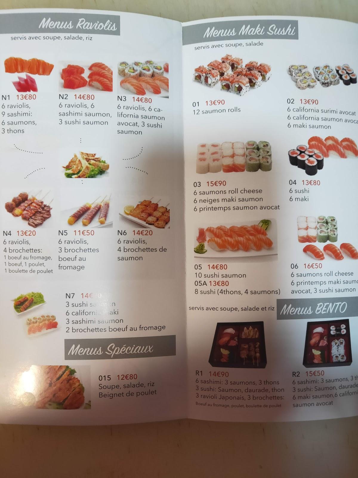Menu at O'bon Sushi restaurant, Levallois-Perret