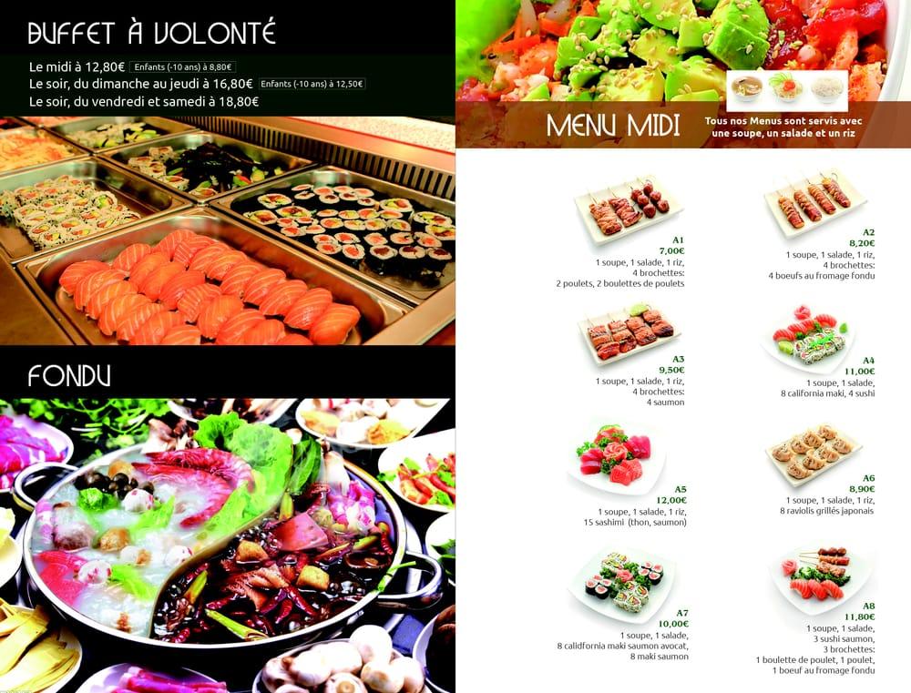 Menu at Sushi Jade restaurant, Paris, 20 Rue de Nemours