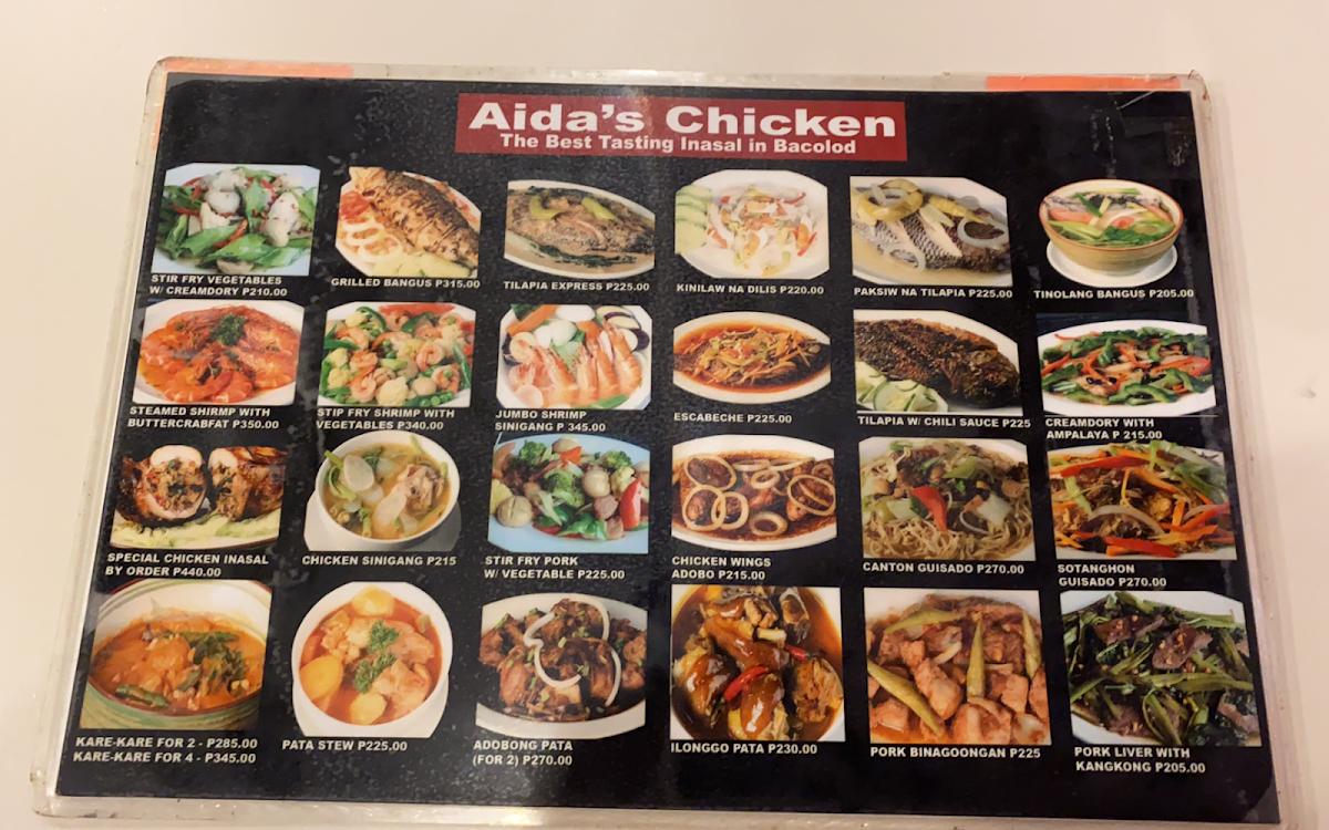 Menu at Aida's Chicken House BBQ, Makati, Second Floor