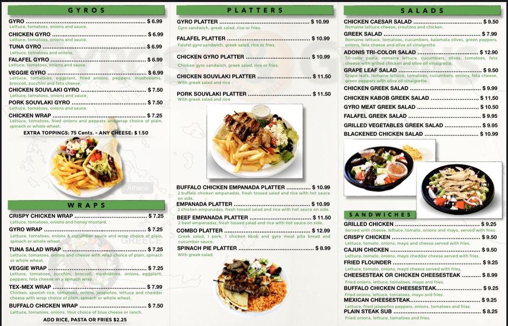 Menu at Gyros And Greens restaurant, Somers Point