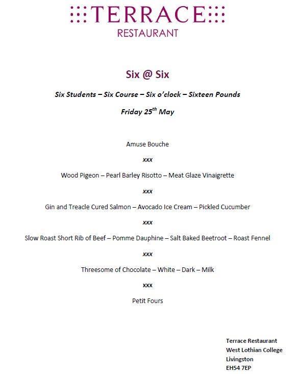 Menu at Terrace Restaurant, Livingston