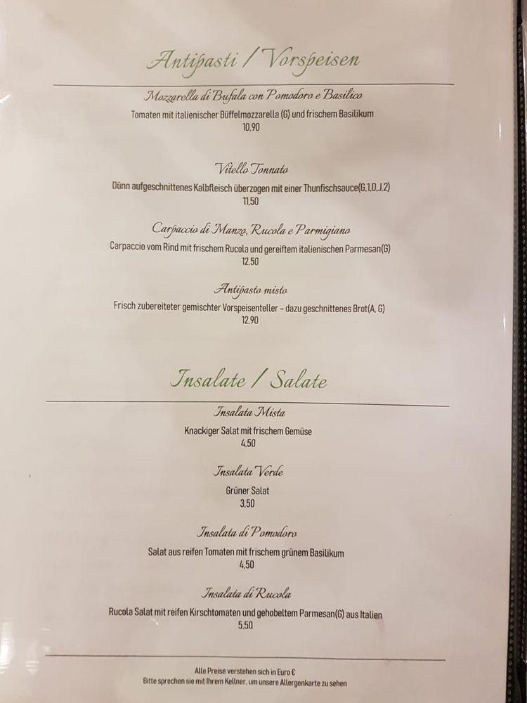 Menu at Trattoria da Ciccio pizzeria, Munich