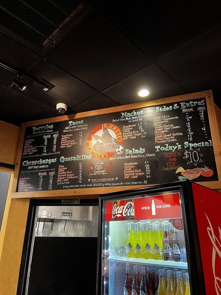 Menu at Burrito Perdido restaurant, Chesapeake