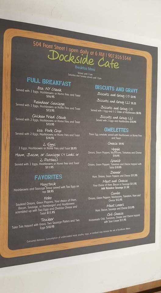 Menu at Dockside Cafe, Craig