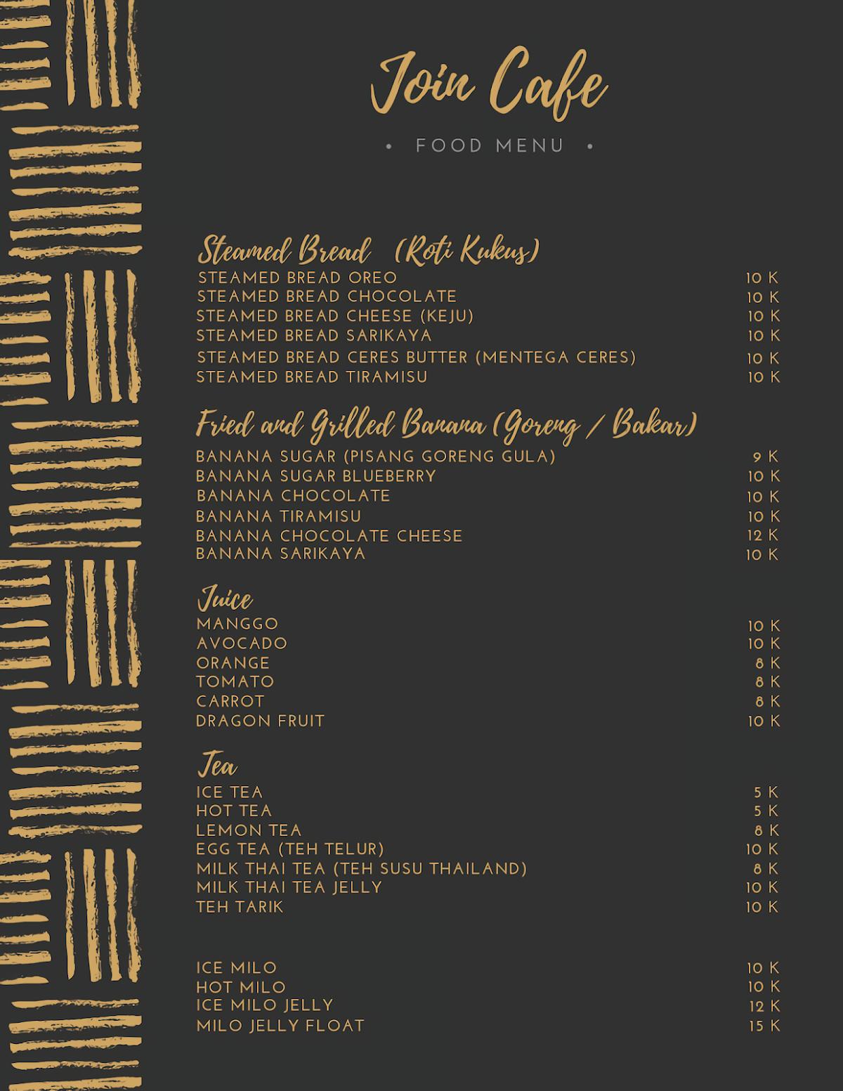 Menu at Join cafe, Bangkinang