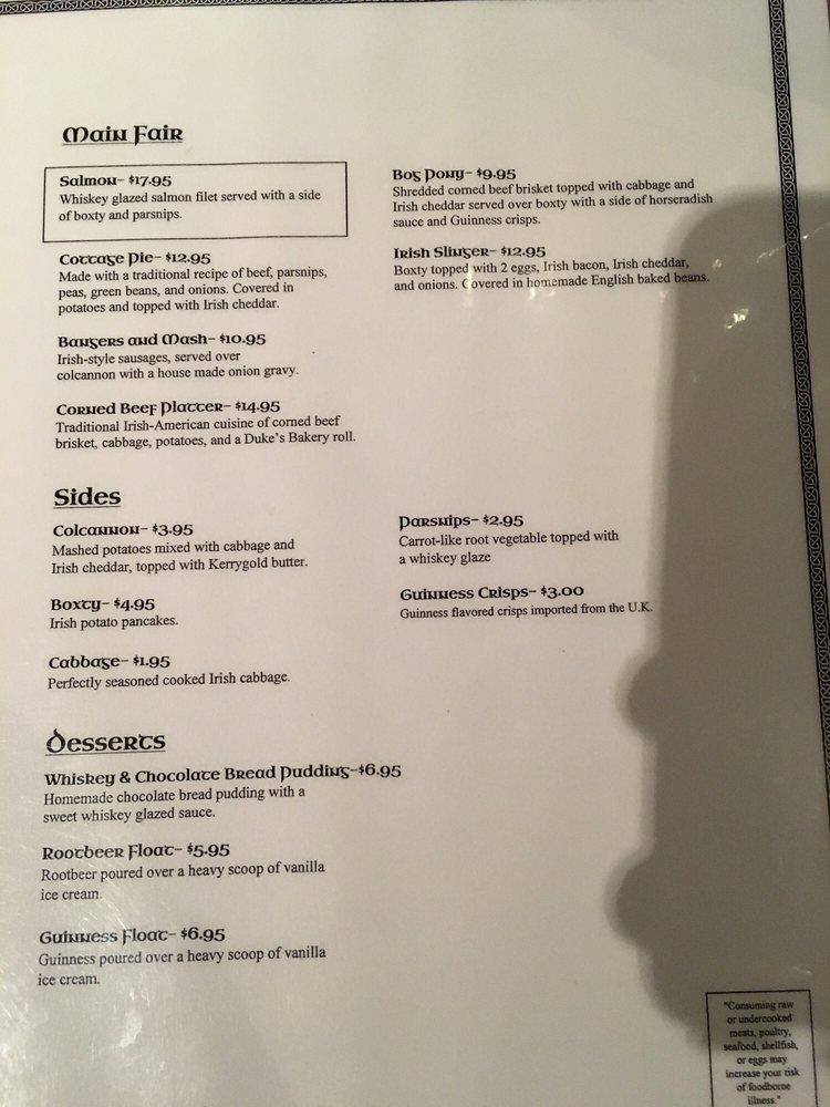 Menu at Morrison's Irish Pub, Alton