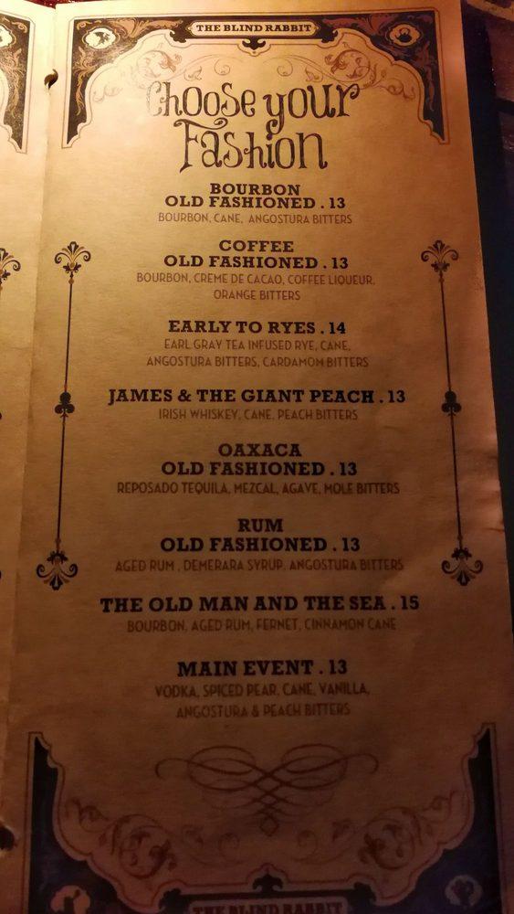 Menu at The Blind Rabbit pub & bar, Anaheim