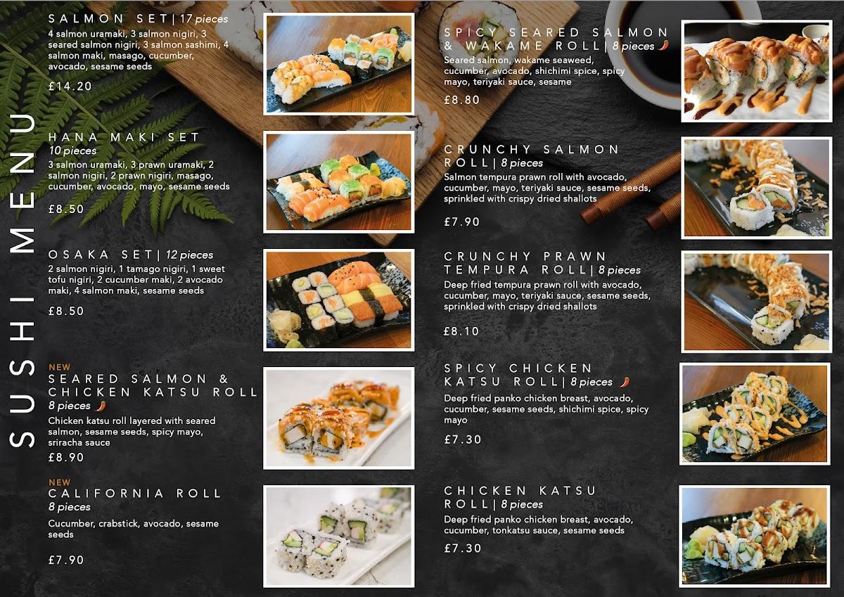 Menu at Yippon restaurant, Glasgow