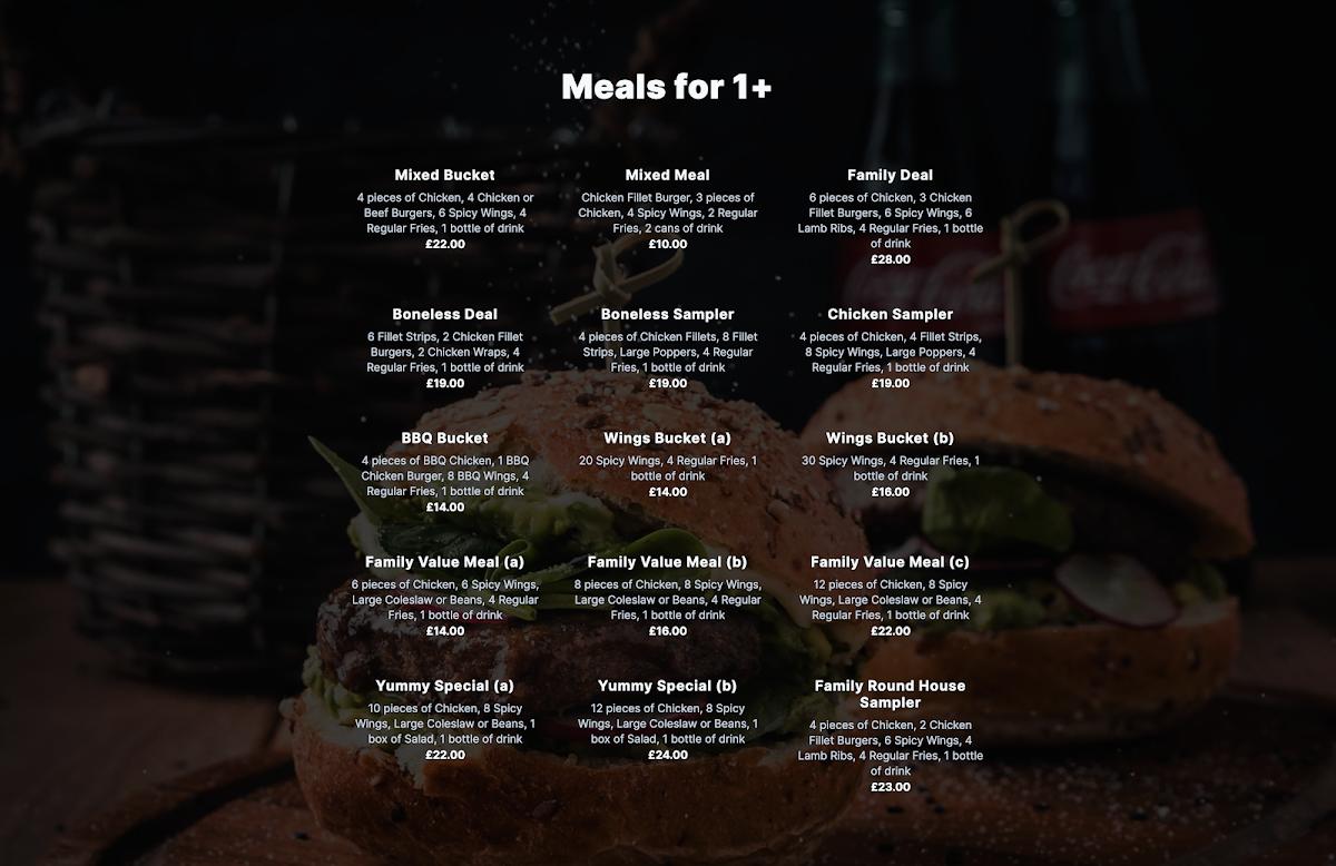 Menu at Yummy's restaurant, London, 4