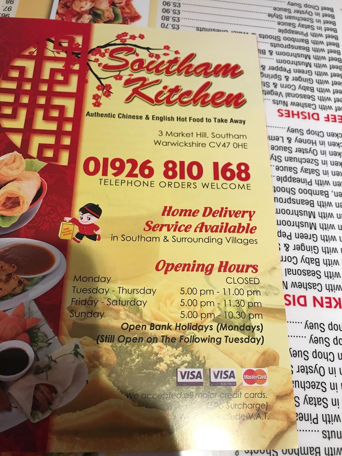 Menu at Southam Kitchen fast food, Southam
