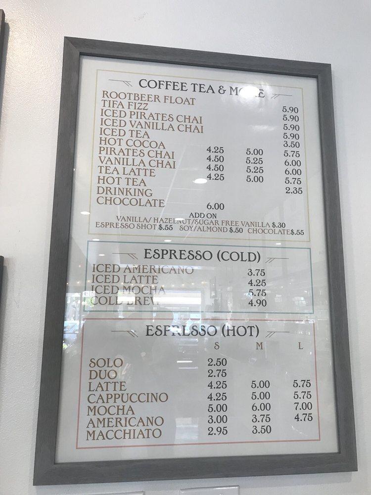 Carta del postres Tifa Chocolate and Gelato, Camarillo
