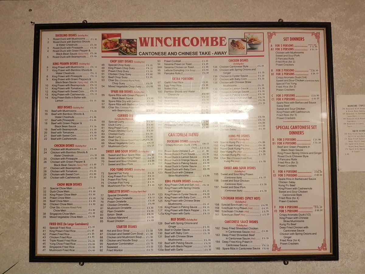 Menu at Winchcombe Chinese Takeaway fast food, Winchcombe