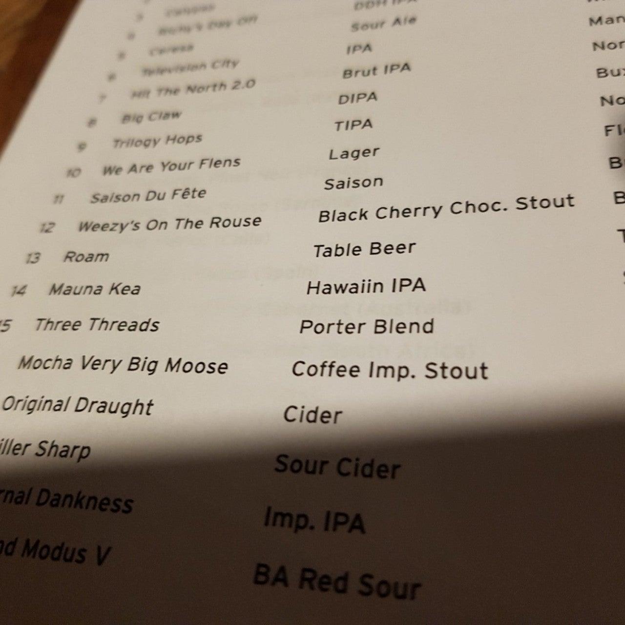 Menu at By The River Brew Co. pub & bar, Gateshead