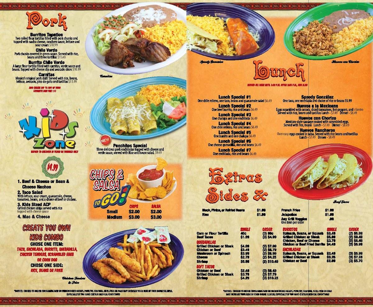 Menu at Compadres Tequila Lounge restaurant, Pittsboro