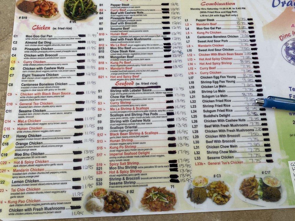 Menu at Dragon Den Chinese Restaurant, Greer, Hudson Rd
