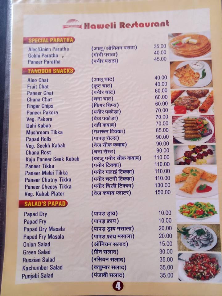 Menu at Haveli Restaurant, Indore, bombay NH3