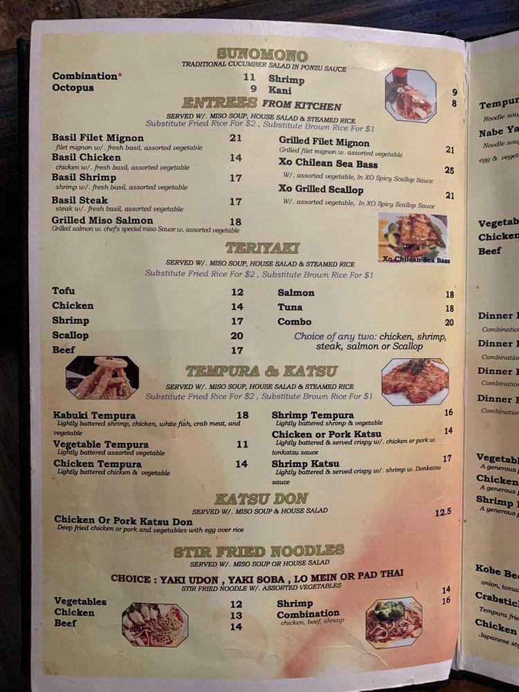 Menu at Kabuki restaurant, League City