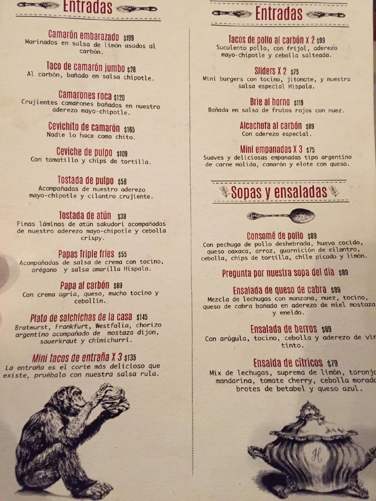 Menu at La Bete Noir pub & bar, Mexico City, de