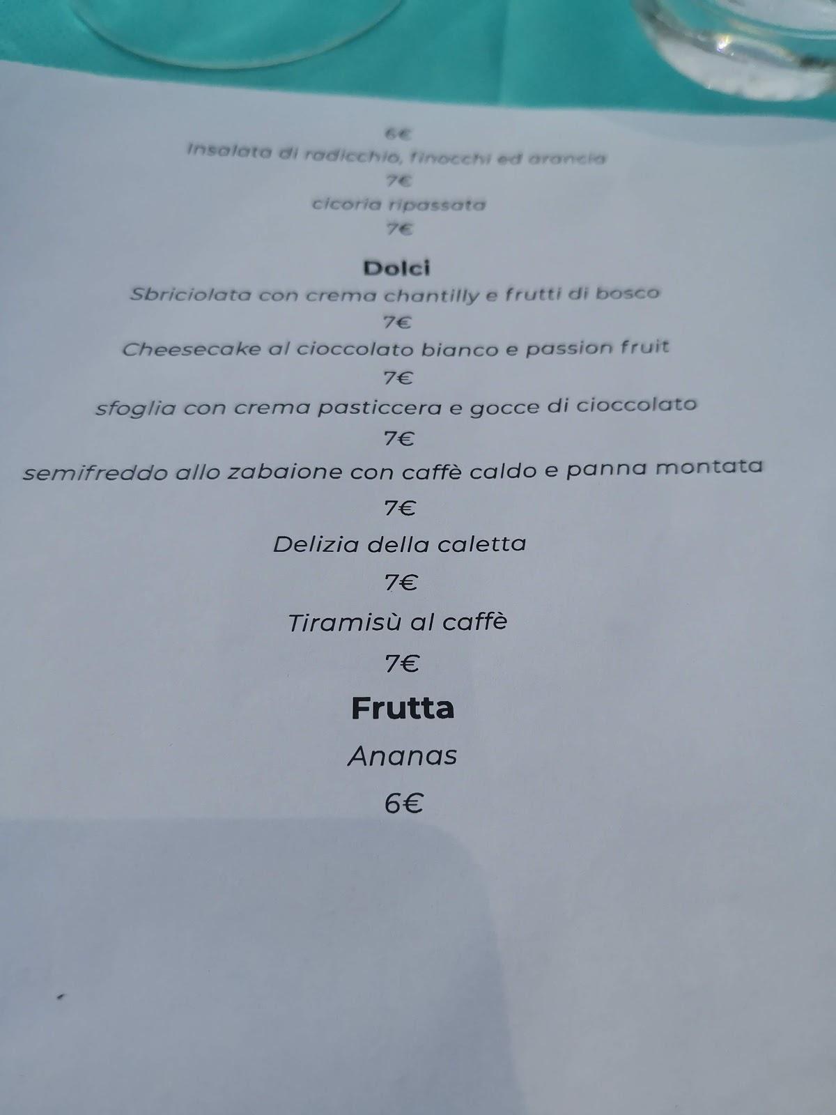 Menu da La Caletta sul lago ristorante, Anguillara Sabazia