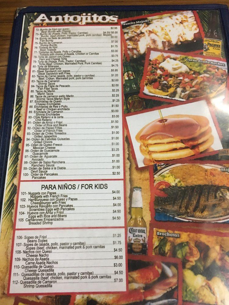 Menu at Mariscos Miramar restaurant, Bellflower
