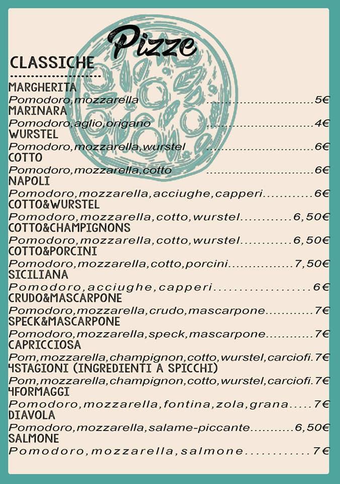 Menu at Pizzeria Broken Bridge, Carrara