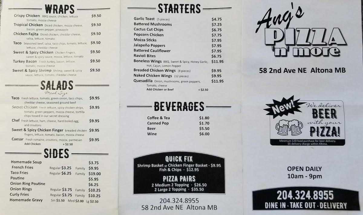 Menu at Ang's Pizza pizzeria, Altona, 58 2 Ave NW