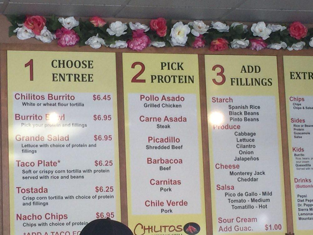 Menu at Chilitos restaurant, Klamath Falls