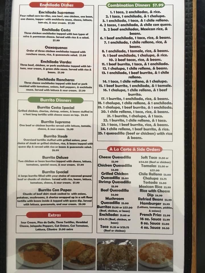 Menu at El Jefe' restaurant, Aberdeen