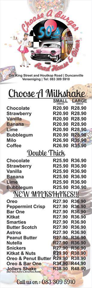 Menu at Choose A Burger fast food, Vereeniging