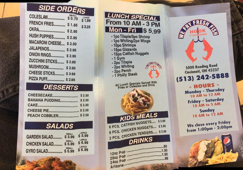 Menu at Hook Fish & Chicken restaurant, Cincinnati, 5000 Reading Rd