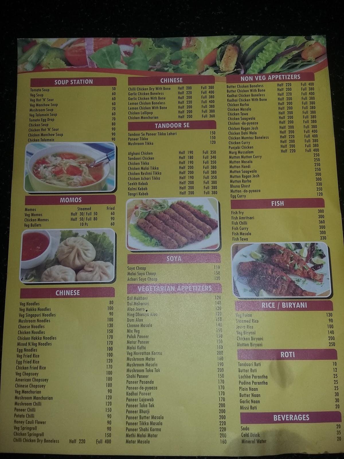 Menu at Hotstove, Panchkula