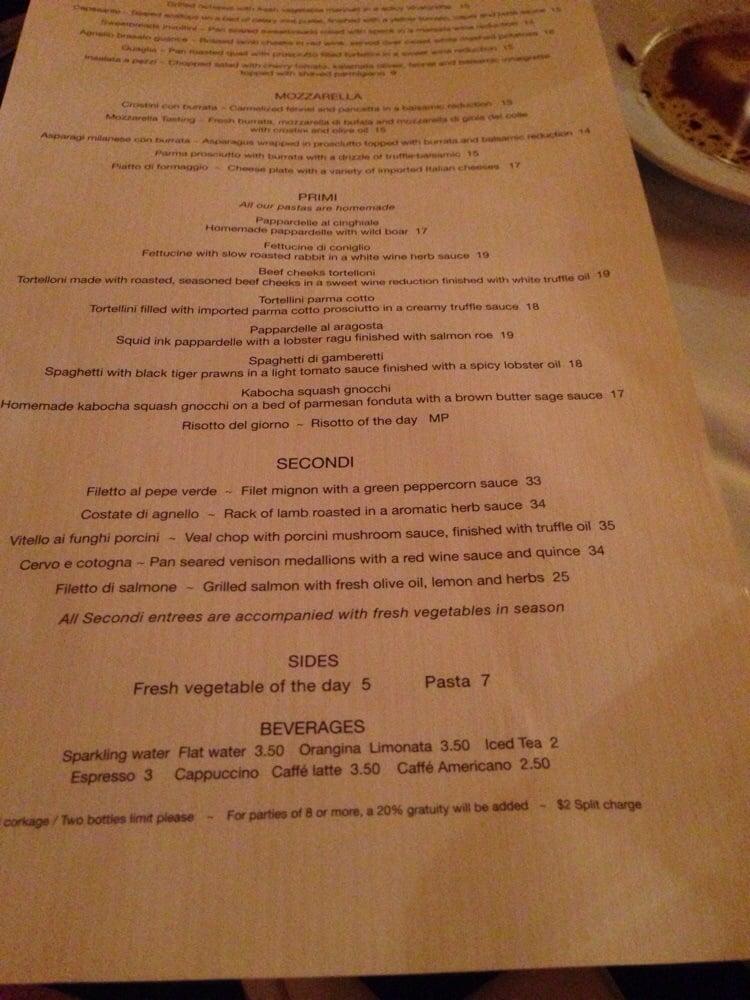 Menu at Il Cortile Ristorante restaurant, Paso Robles