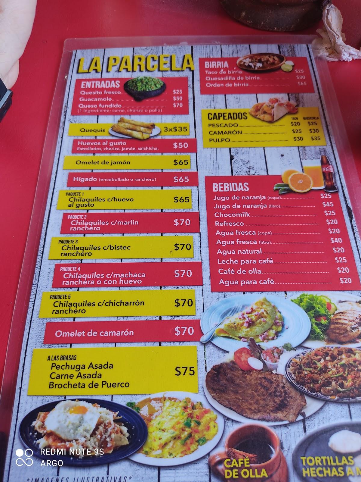 Menu at LA PARCELA restaurant, Mazatlán, Av. Lib. Núm. 2 Pte. 2214