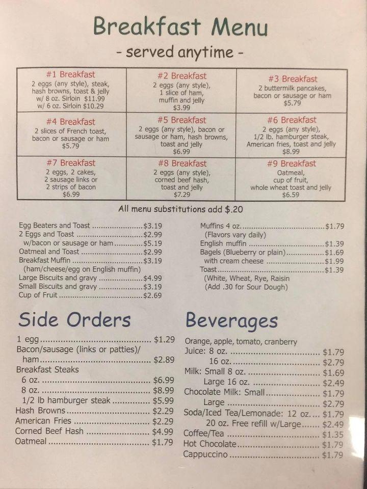 Menu at Phillip's Cafe & Catering, Phillips, 167 N Lk Ave