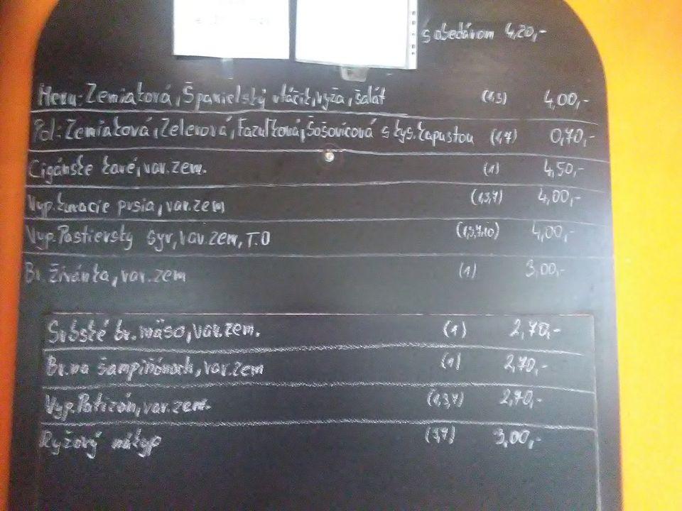 Menu at Reštaurácia a bar Rubín, Rožňava