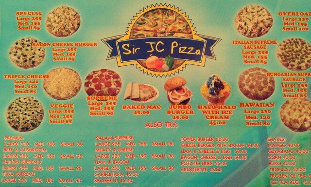 Menu at Sir JC Pizza pizzeria, Leon, Corner F. Cabarles St. and D ...