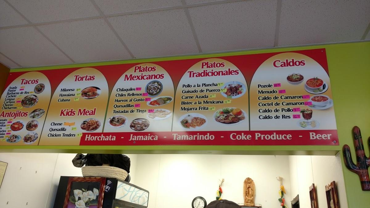 Menu at Tacos Don Marcos restaurant, Angier