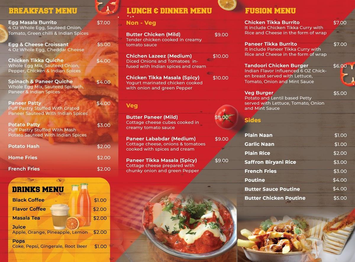 Menu at TAZA TANDOORI restaurant, Shelburne