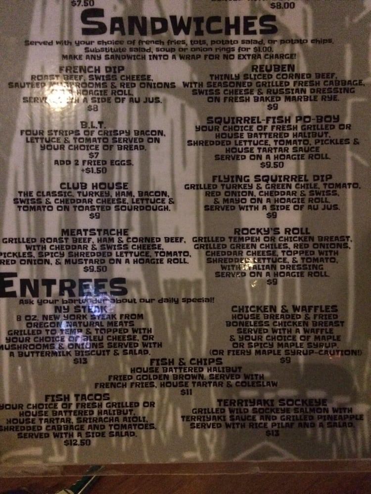 Menu at The Flying Squirrel Tavern pub & bar, Eugene