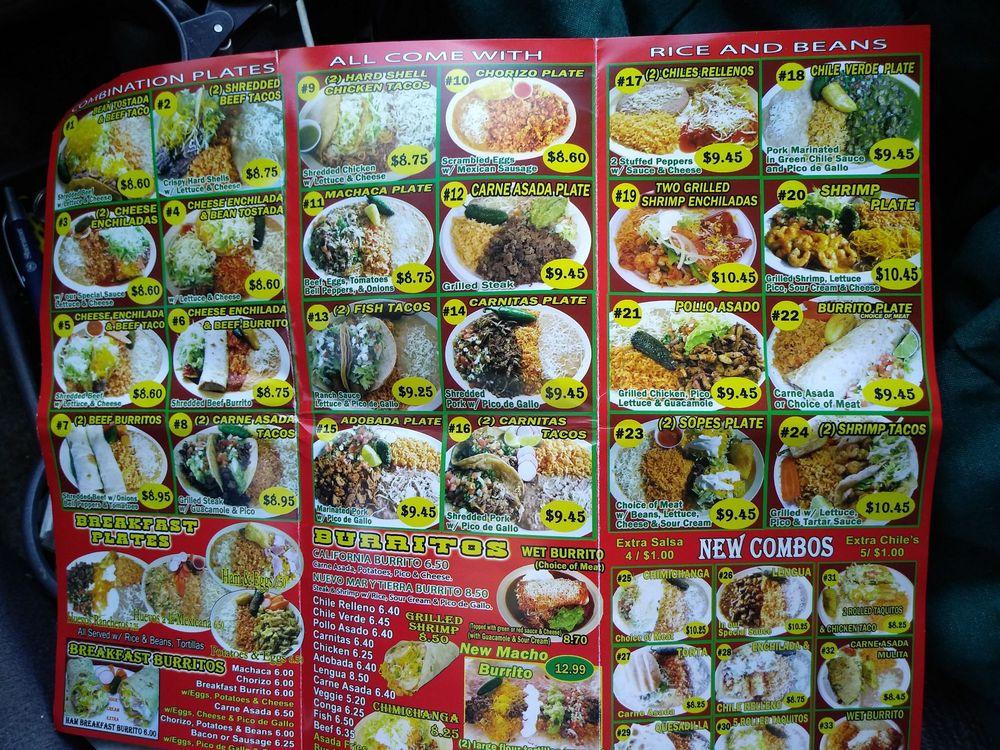 Menu at Los Alberto's Mexican Food restaurant, Gardena