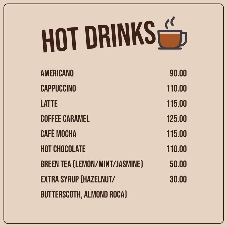 Menu at Cafe Lidia, Marikina, 64 F. Calderon