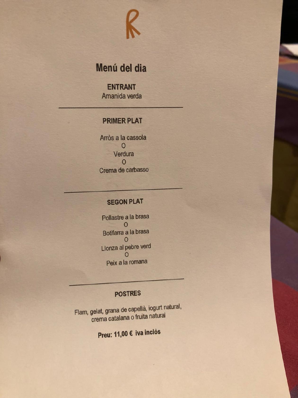 Carta del restaurante Can Roca, Gerona, Ctra. del Taialà