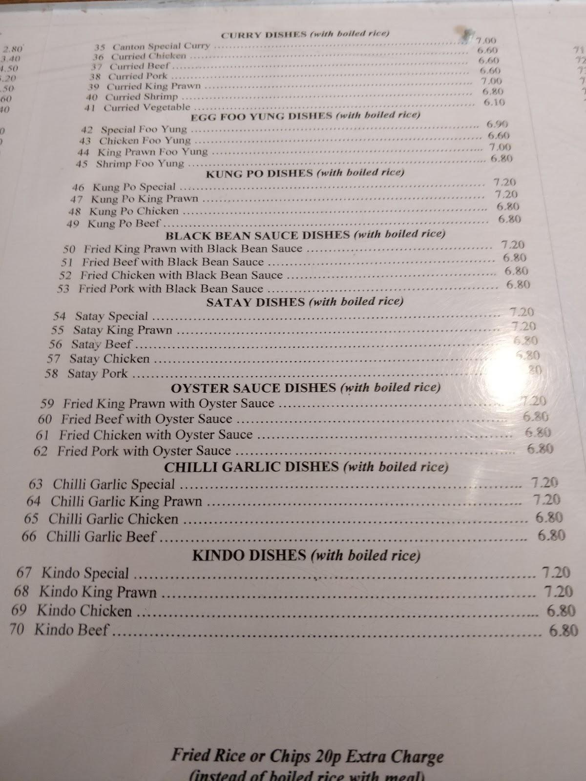 Menu at New Canton House fast food, Aberdeen