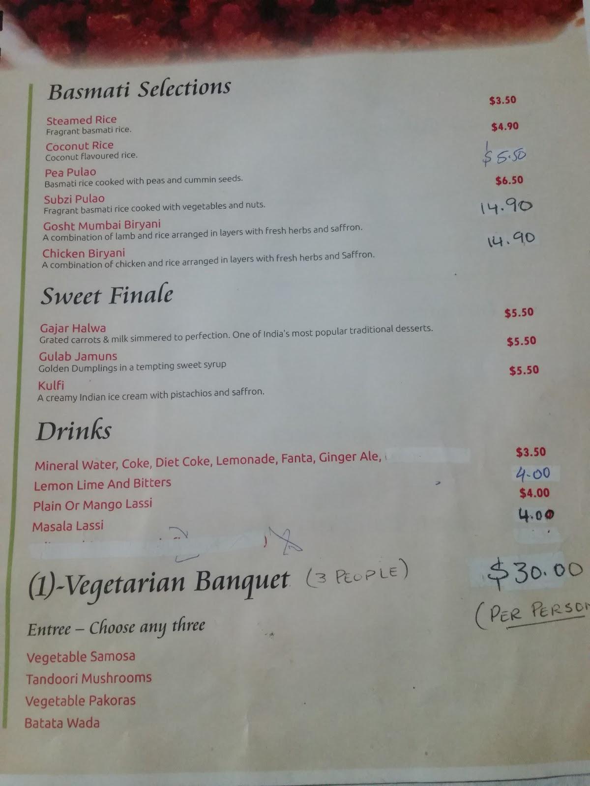 Menu at Indian Chilli Club, Sorell