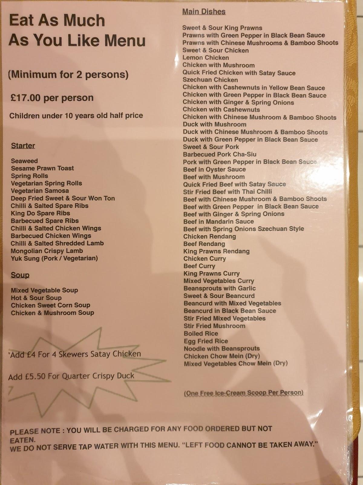 Menu at Johnny Wong's Chinese Restaurant (air Conditioning Restaurant ...
